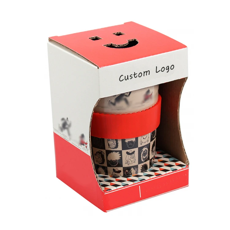 Collapsible Cardboard Cup Packaging Box Striped Stainless Steel Thermos ...