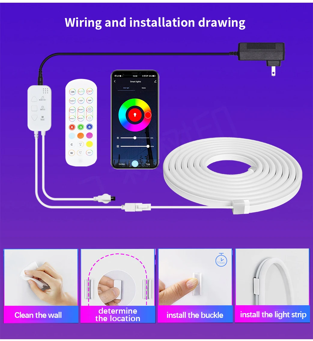 Waterproof Rgb Neon Led Rope Light 12v Outdoor Led Strip 24v Smart App ...