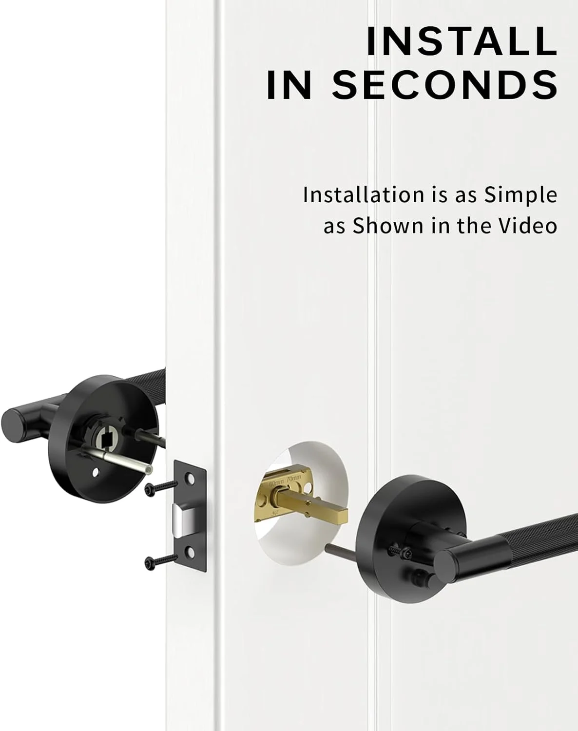 Luxury Modern Gold 60-70mm Bathroom Door Lockset Waterproof Privacy Pin ...