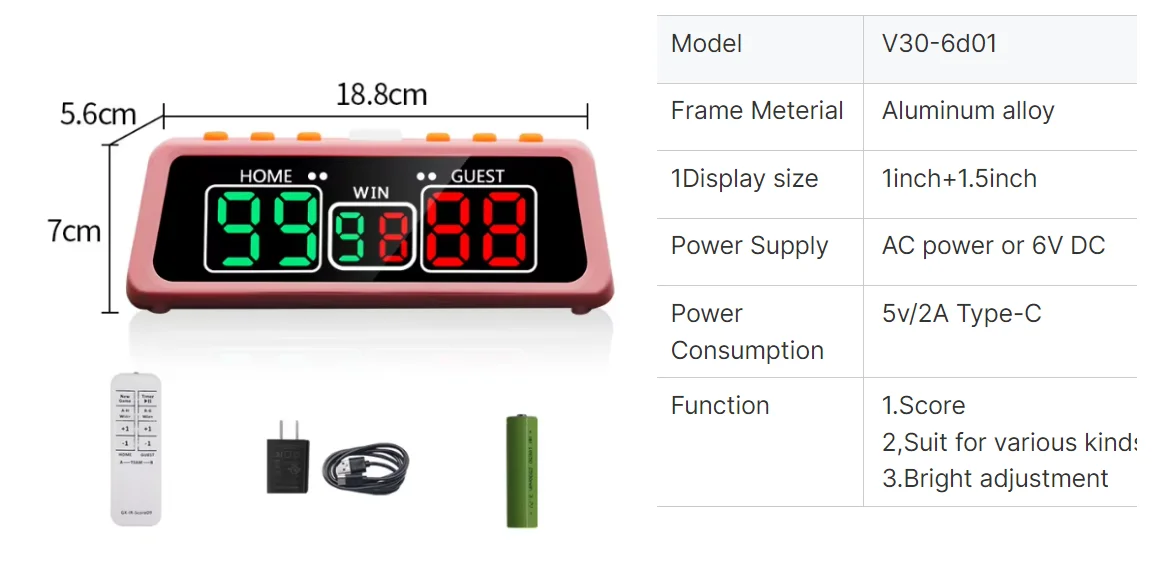 Advanced Magnetic LED Scoreboard with Countdown Timer, Wireless Battery ...