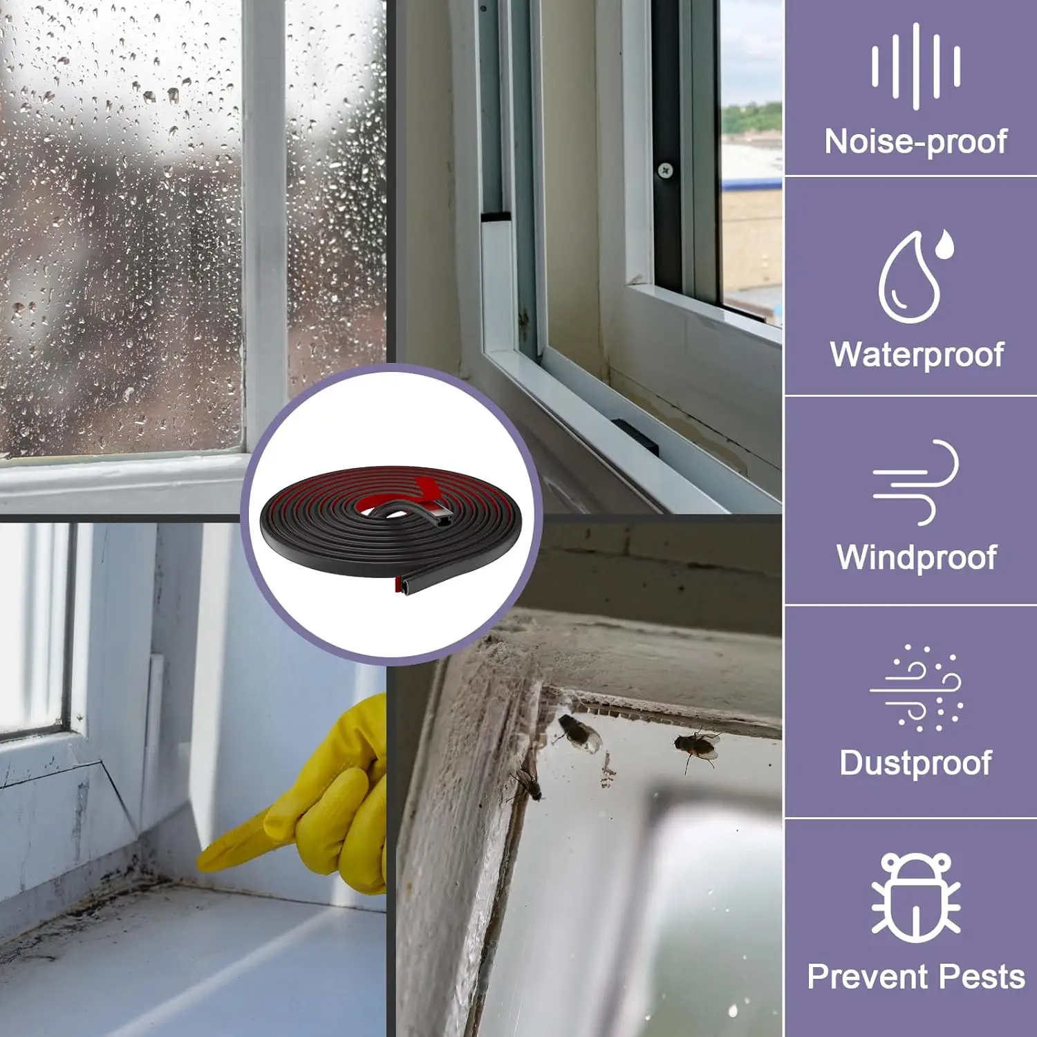 Gate Rubber Strip Door Weather Stripping Seal Strip Self-adhesive Frame ...