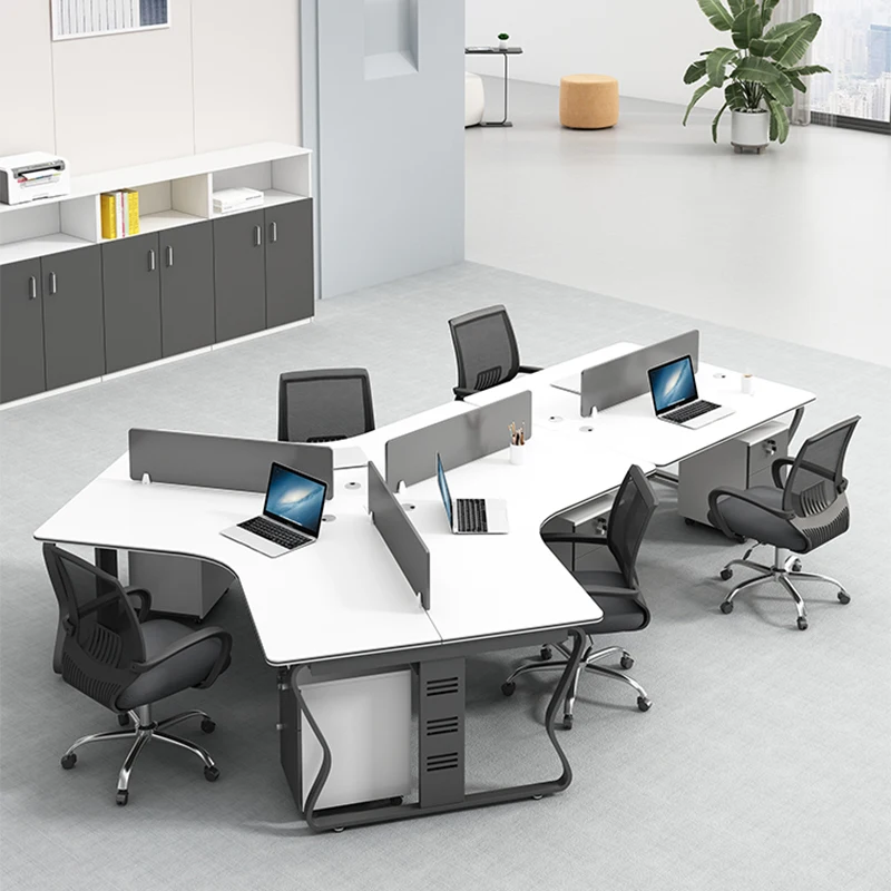 Modular Office Desk And Cabinet Set Modern Y Shaped 8 Person Commercial ...