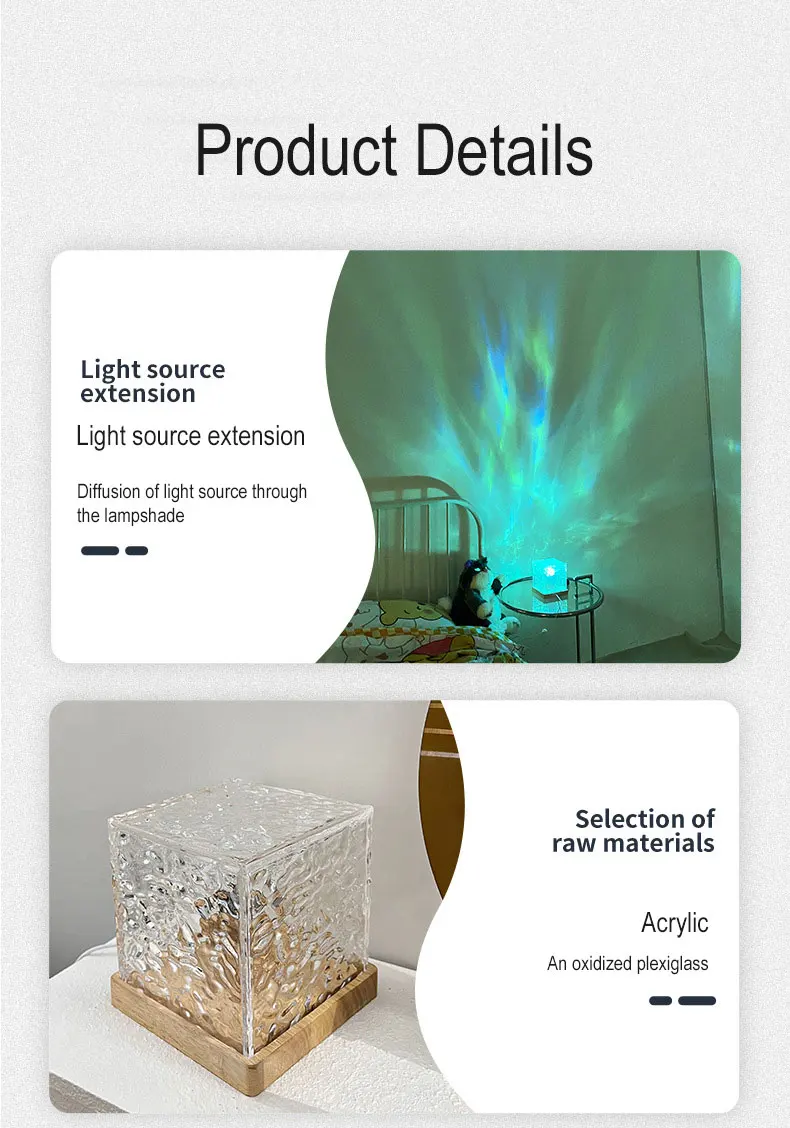 Rotating Water Ripple Atmosphere Acrylic Light Starry Sky