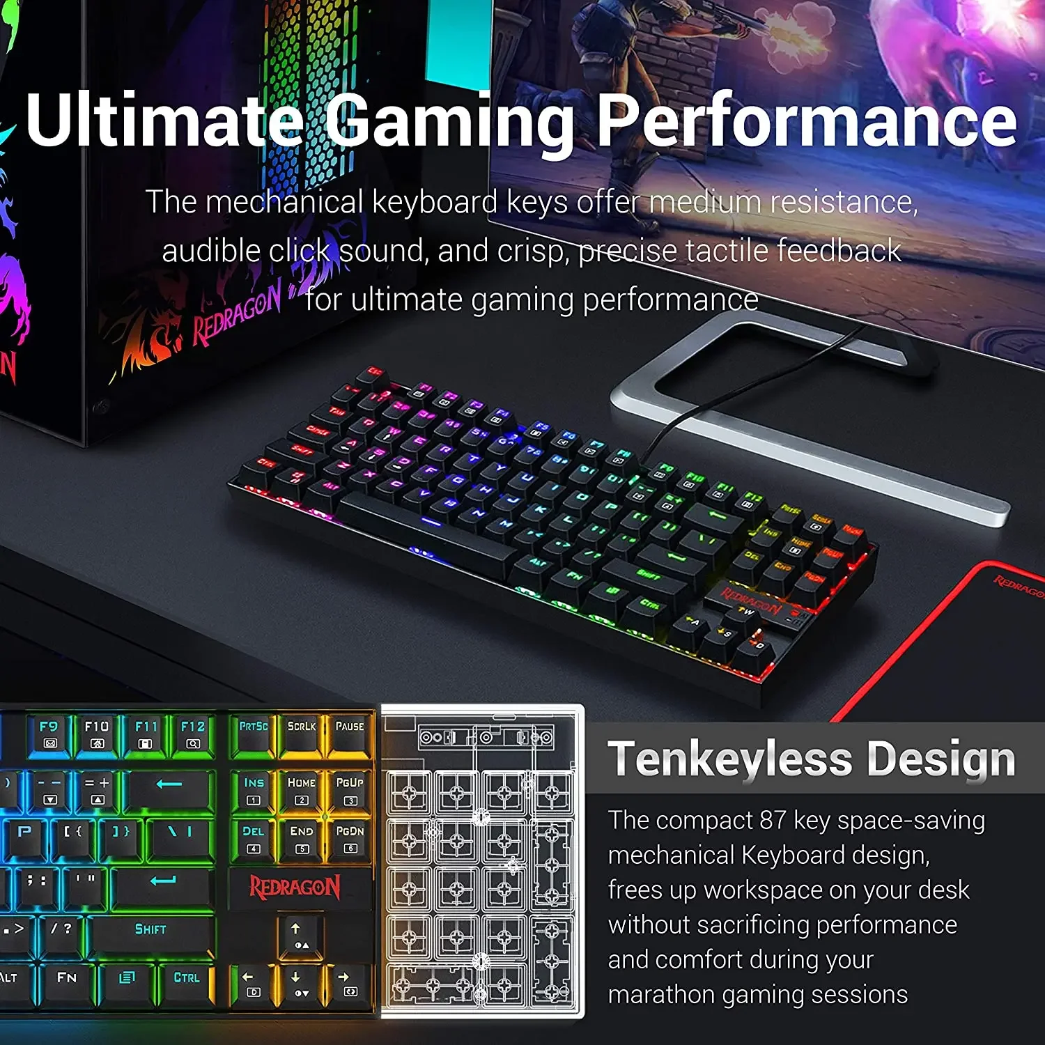 Redragon Keyboard Mouse Set K552-rgb-ba Mechanical Gaming Keyboard And ...