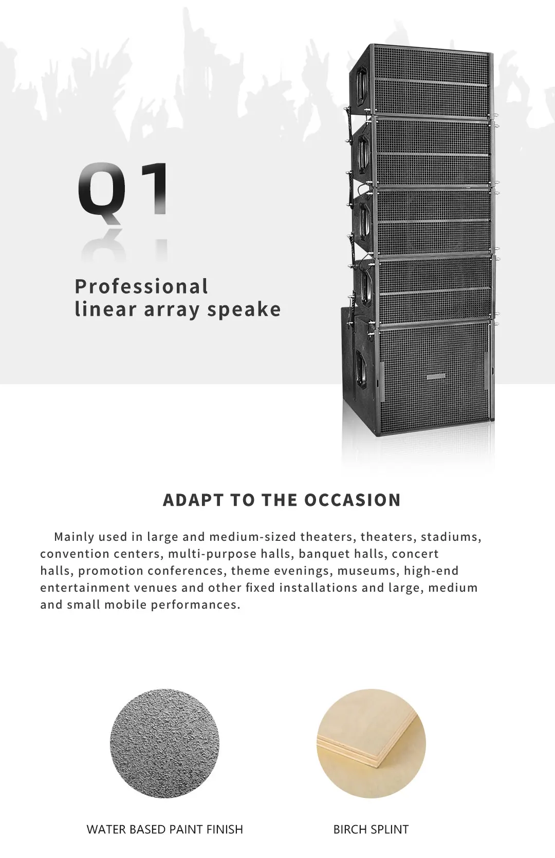 Q1 Dual 10 Inch Active Line Array Speakers Sound System Outdoor Professional Stage Audio Passive ...