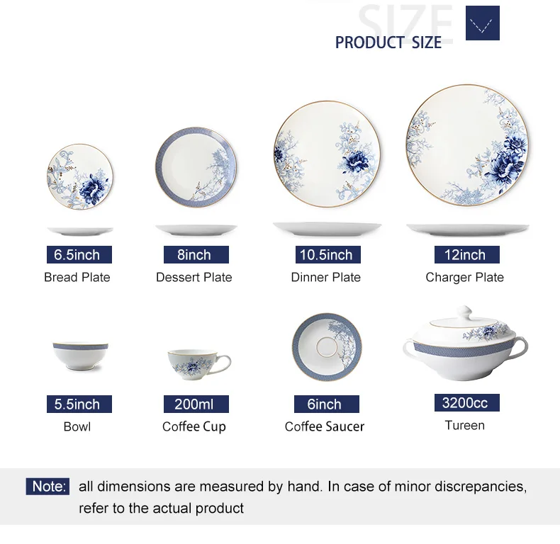 Jacotta Dinnerware Sets - Elegant Blue Flower Tableware