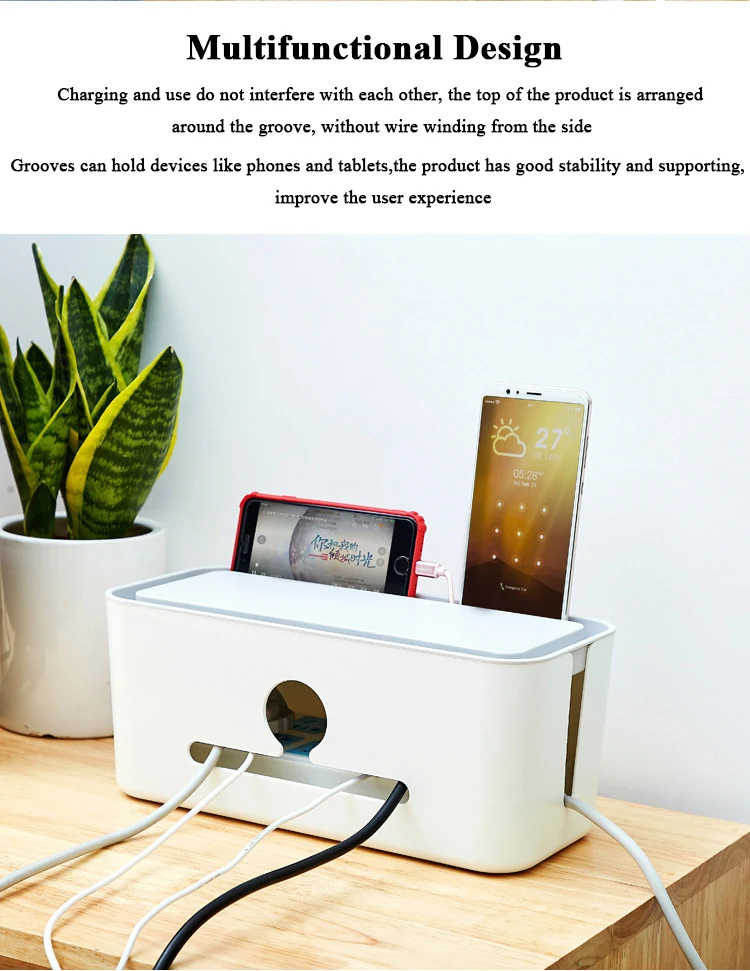 Cable Management Box Desk Computer Cord Organizer Box For Home Office ...