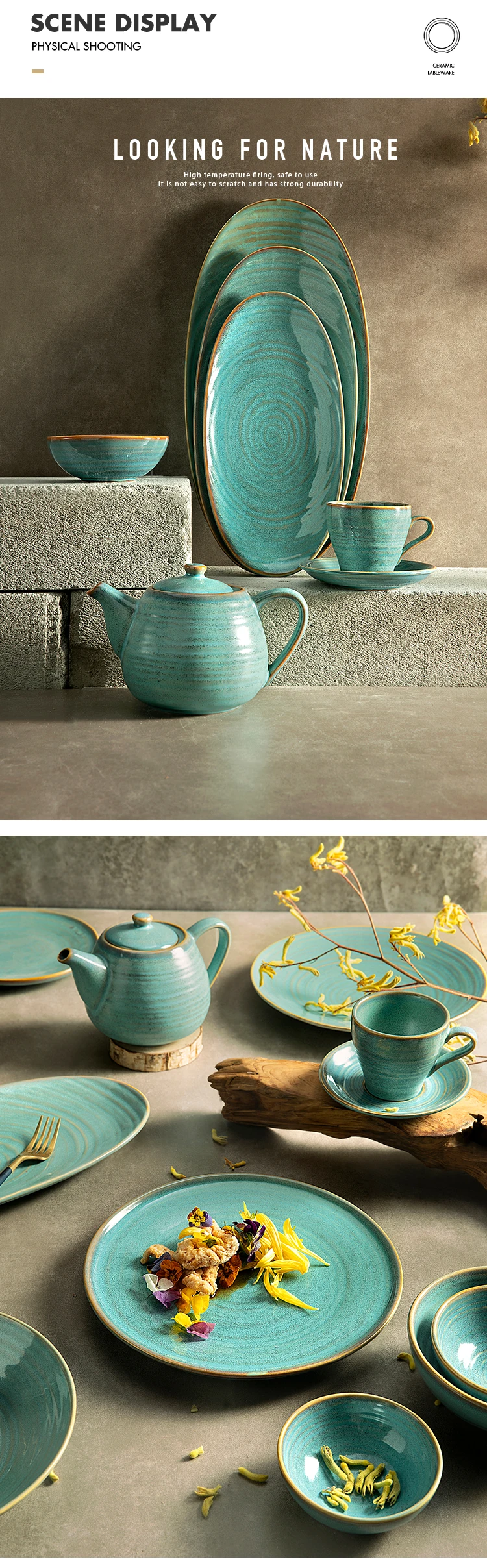 2023 INS Vacation Hotel Resort Blue Dinnerware Sets