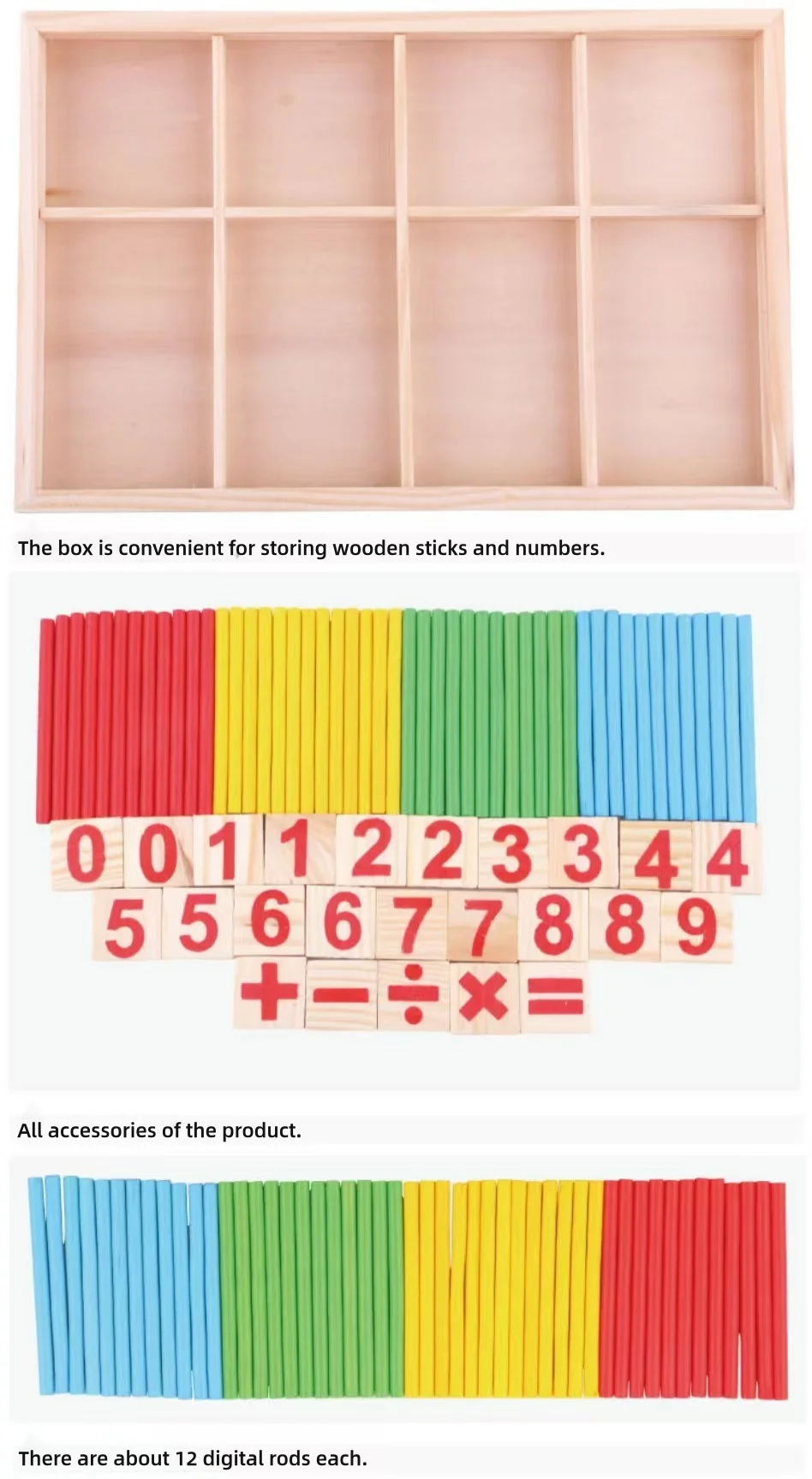 2024 High Quality Children Learn Arithmetic Stick Wooden Puzzle Logical ...