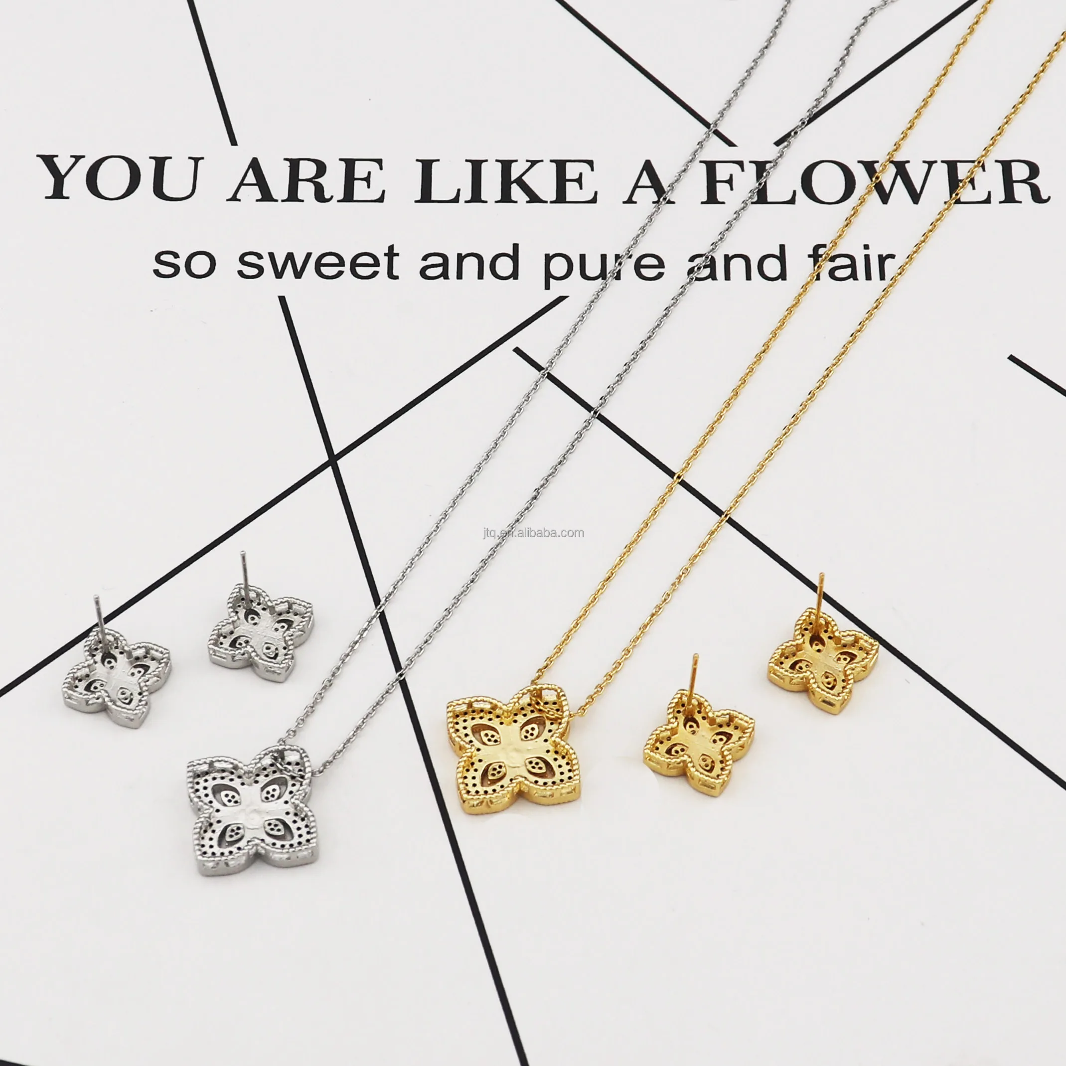 Zircon Clove Shape Women Jewelry - 18k Gold Plated Set