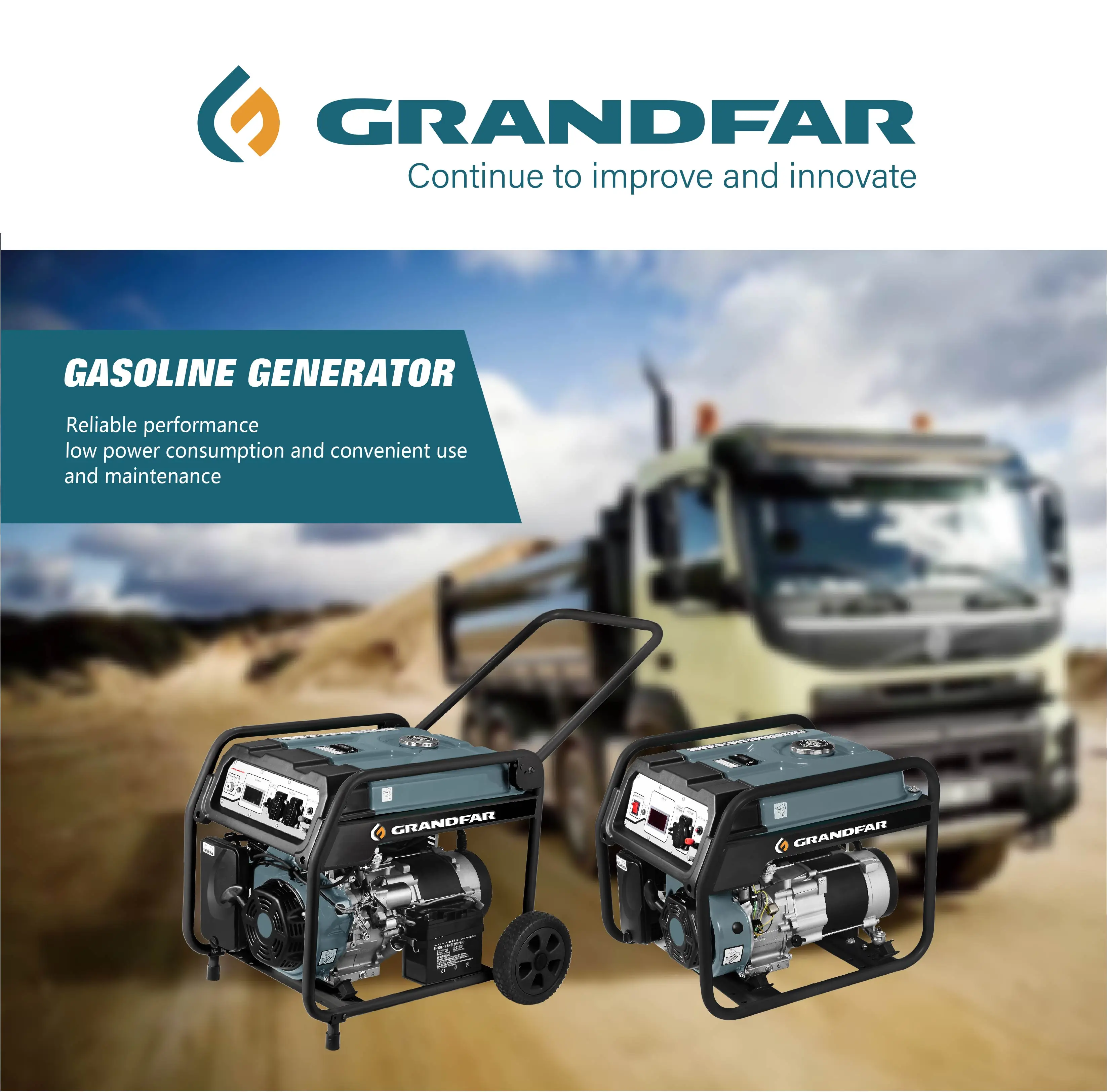 Grandfar 220v Portable 5kw Silent Portable Ac Electric Gasoline ...