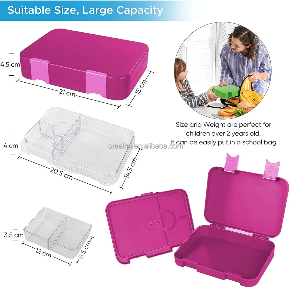Custom Children's Lunch Box Set Medium 4 6 Compartment Bento Box ...