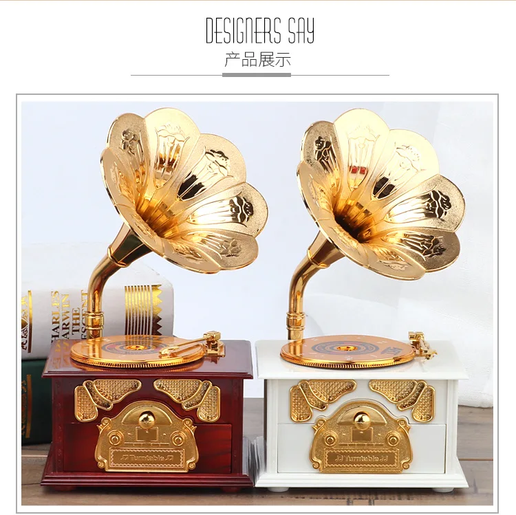 Retro Gramophone Music Box - Vintage European Classic