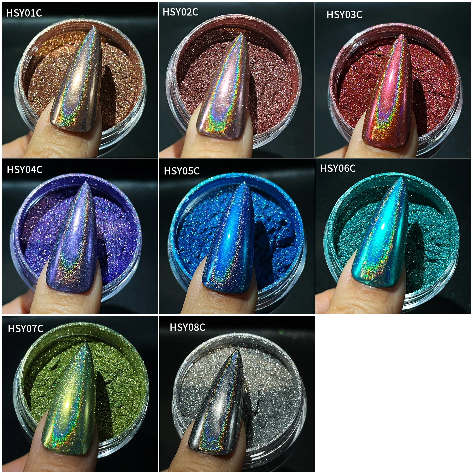 Metallic Mirror Effect Laser Glitter Nail Holographic Chrome Magic ...