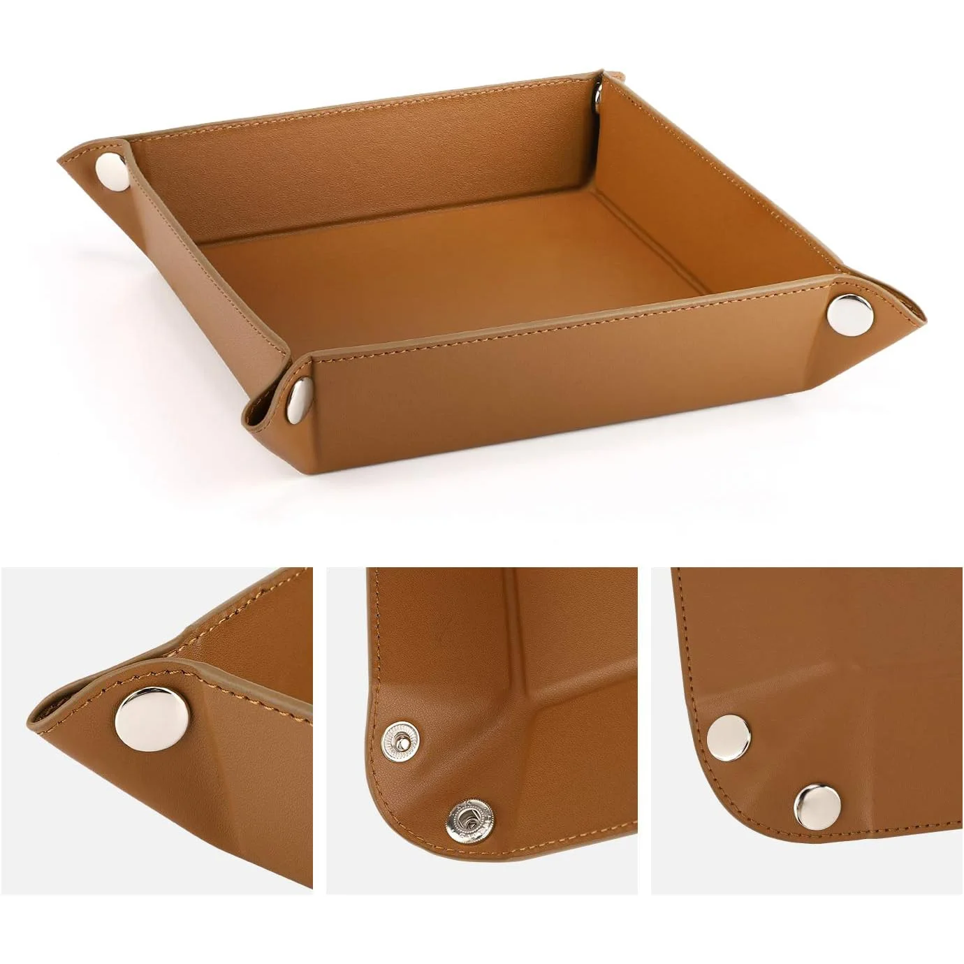 Custom Leather Tray Brown Leather Storage Tray Office Organizer Jewelry ...