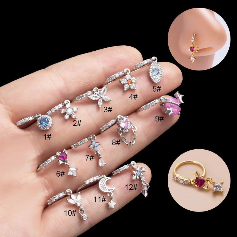 Hoop nose ring with flower store