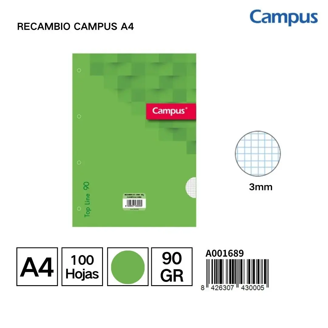 A4 100 Sheets 90g Refill 3mm Squares Writing Paper for School Use ...