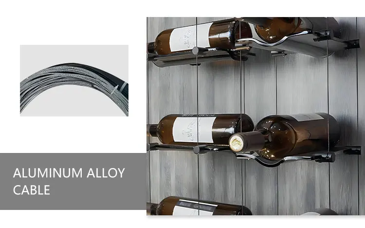 Floating Wine Cable System Wine Racks With Clear Glass Cradles And ...