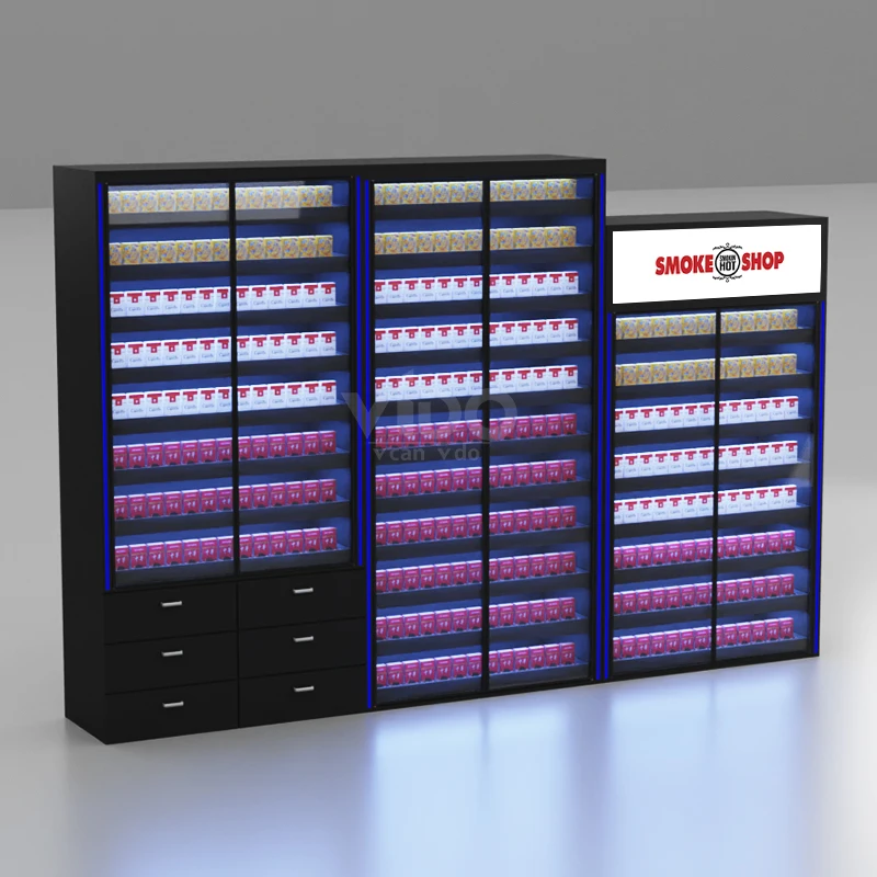 Customized Wood Cigarette Shop Cabinet - High Quality Display Racks