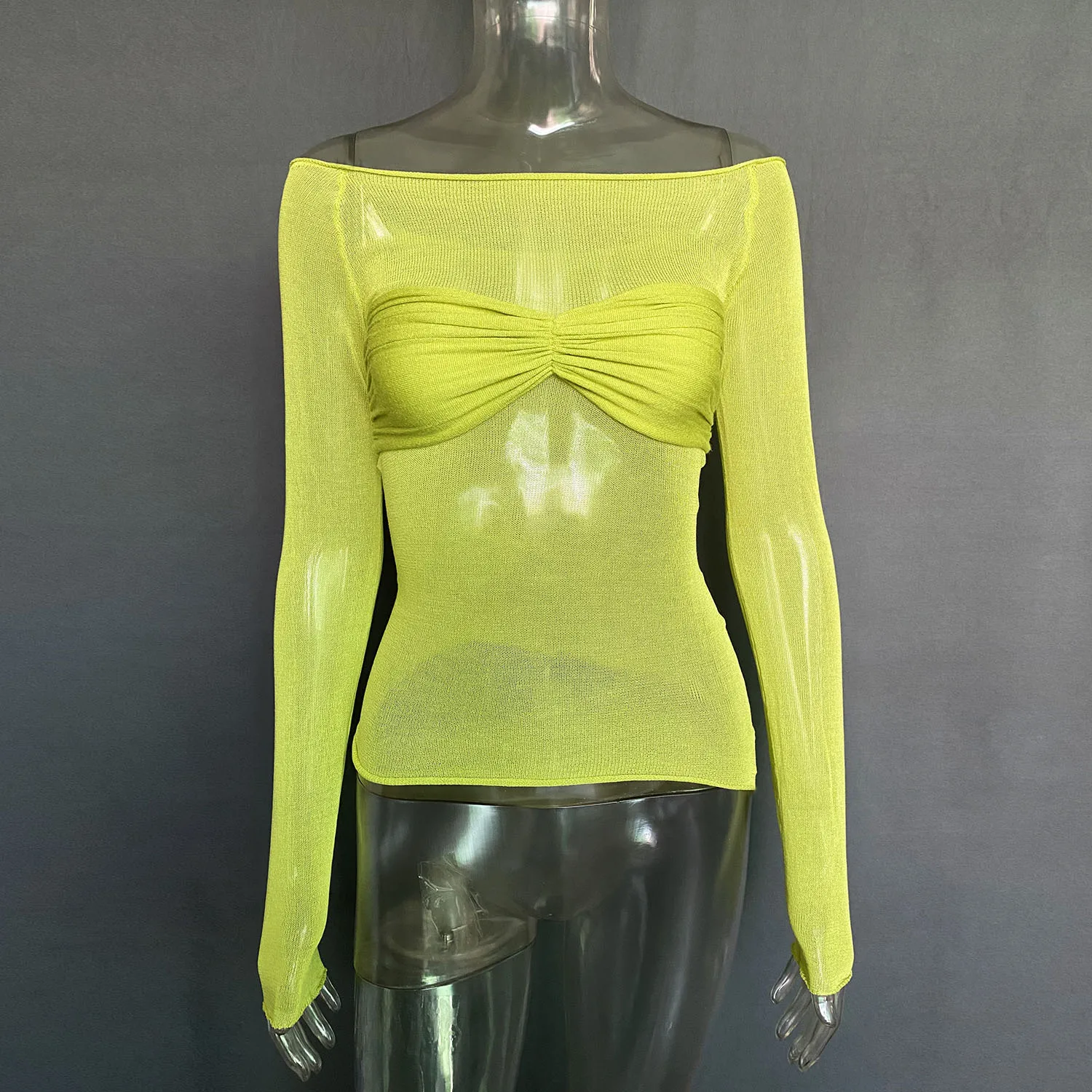 Spring Summer Mesh Transparent See Through Long Sleeve t Shirt Fashion ...