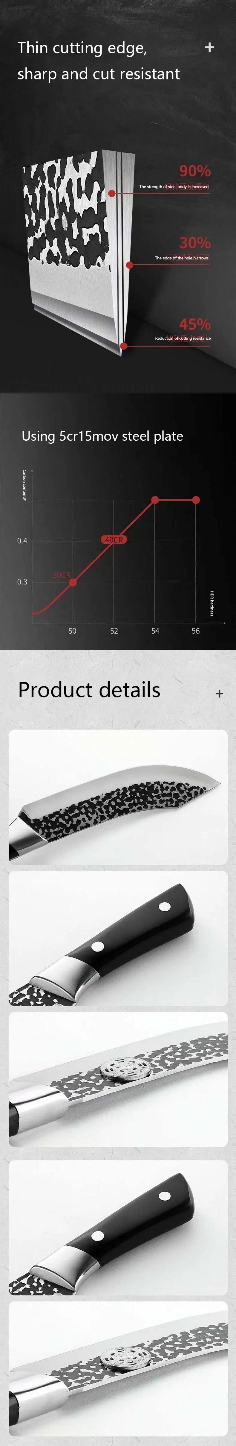 Hand Forged Sharp Boning Knife Slaughtering Mutton Dividing Knife Sharp ...