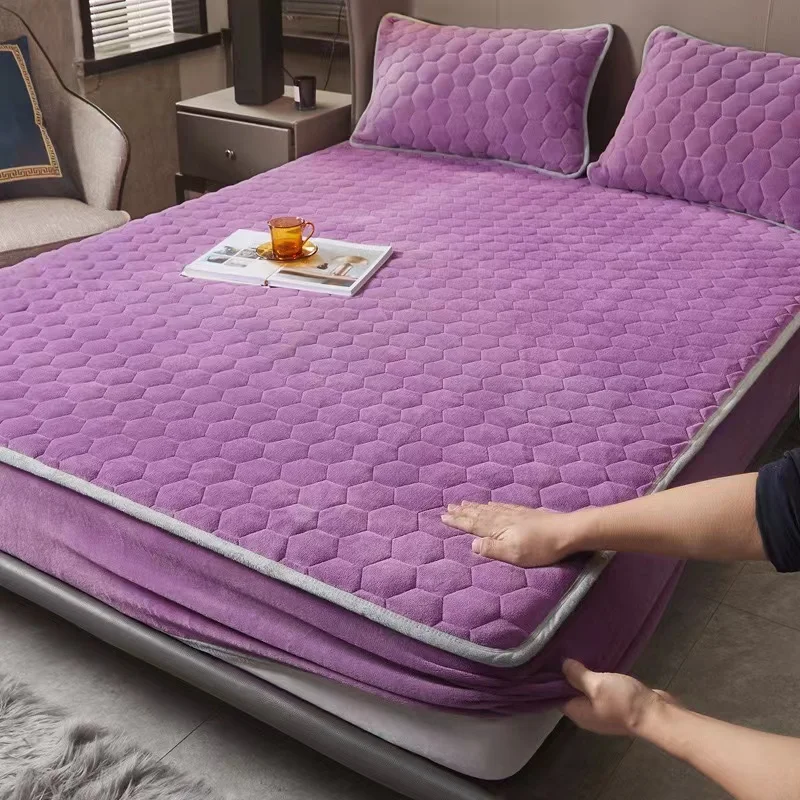 Mattress Cover Solid Color Quilted Embossed For Mattress Thick Soft ...