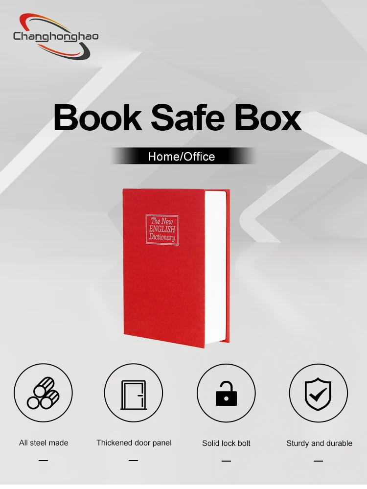 Book Safe Box Real Paper Red Book-type Secret Metal Safe With Key ...