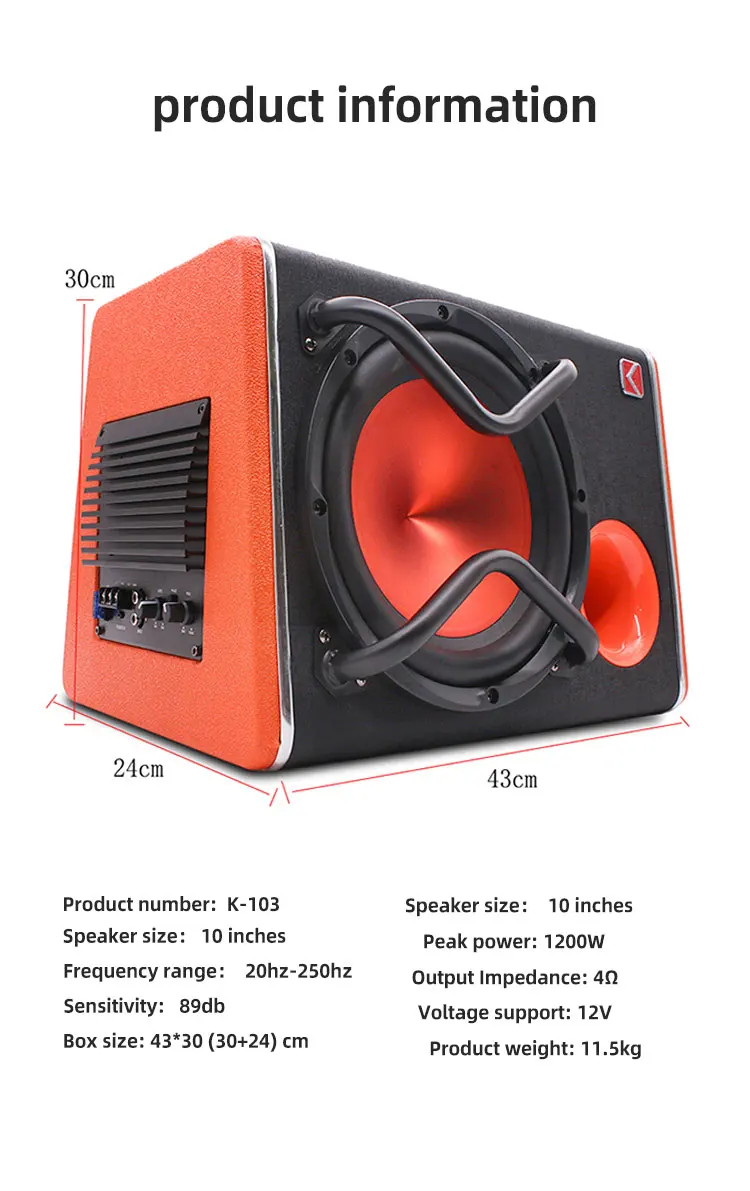 Factory Wholesale 1200W Big Power Trapezoid Car Subwoofer 10 Inch ...