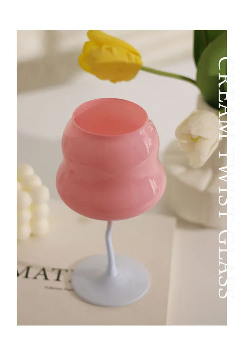 Ins Style Cream Color Cute Twist Cup Macaron Gourd Shape High-footed ...