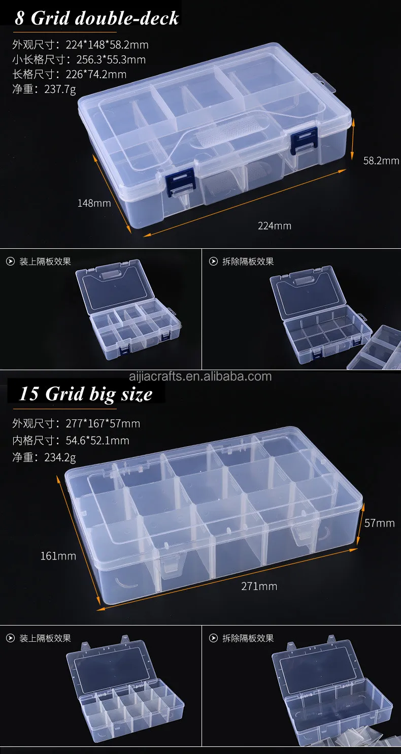 Organizer Box Clear Plastic Adjustable Compartments Storage Container ...