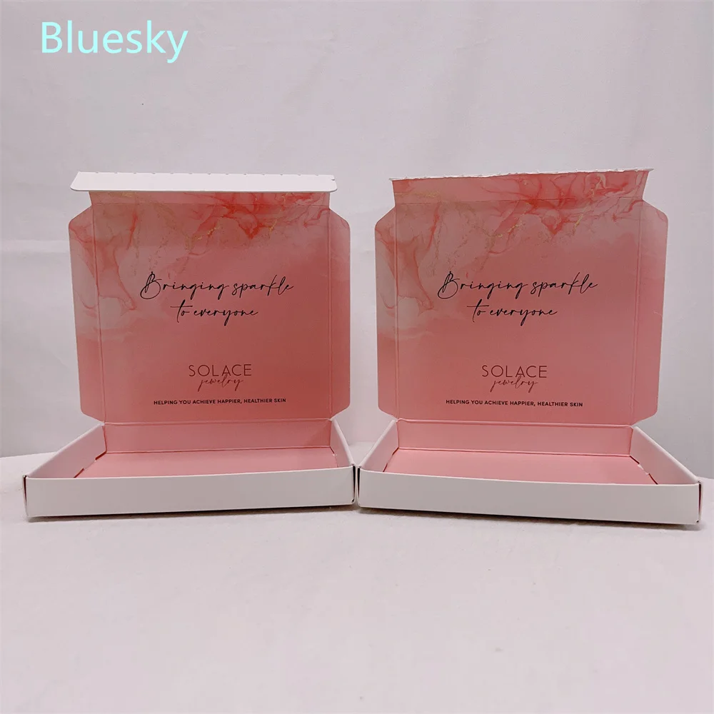 Custom Cuboid Recycled Logo Printed Pink Luxury Corrugated Folding ...