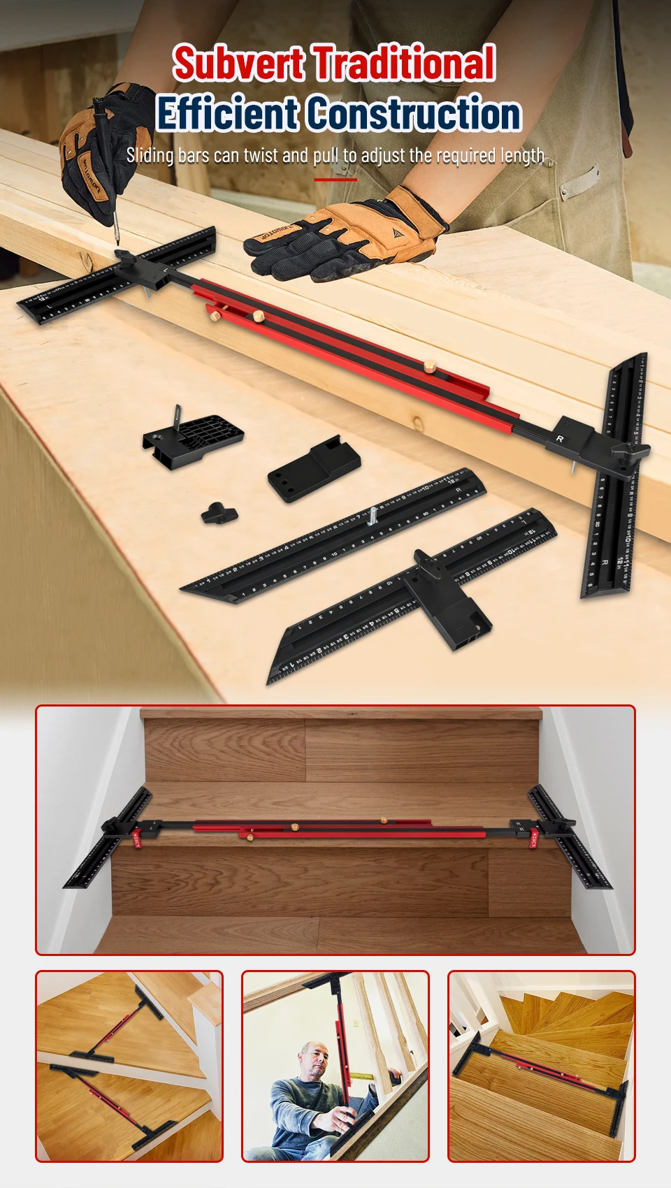 Professional Industrial DIY Stair Tread Template Tool Shelf Scribe ...