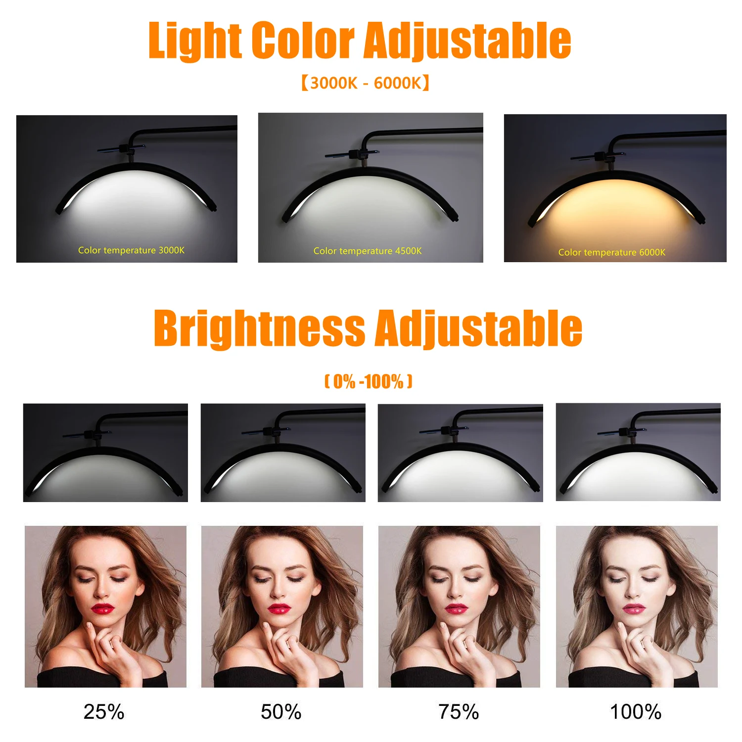 Classic HD-M8X 50W 28" Magic LED Half Moon Ring Lash Light Lamp for ...