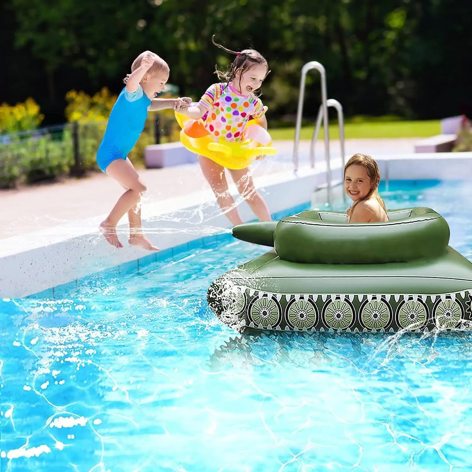 New Design Inflatable Tank Swim Pool Float Boat Island Water Play Toys ...