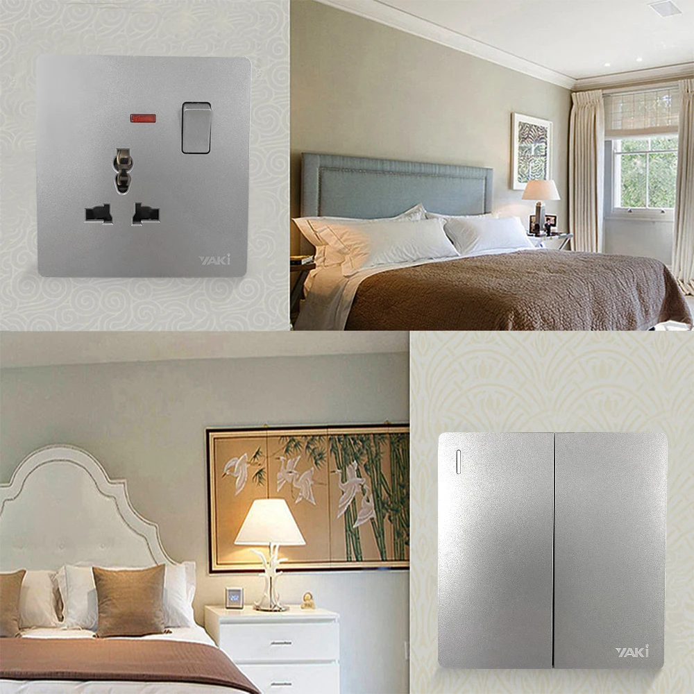 Yaki High Quality 16a Uk Socket Panel 86 Universal Plug Electric Wall ...