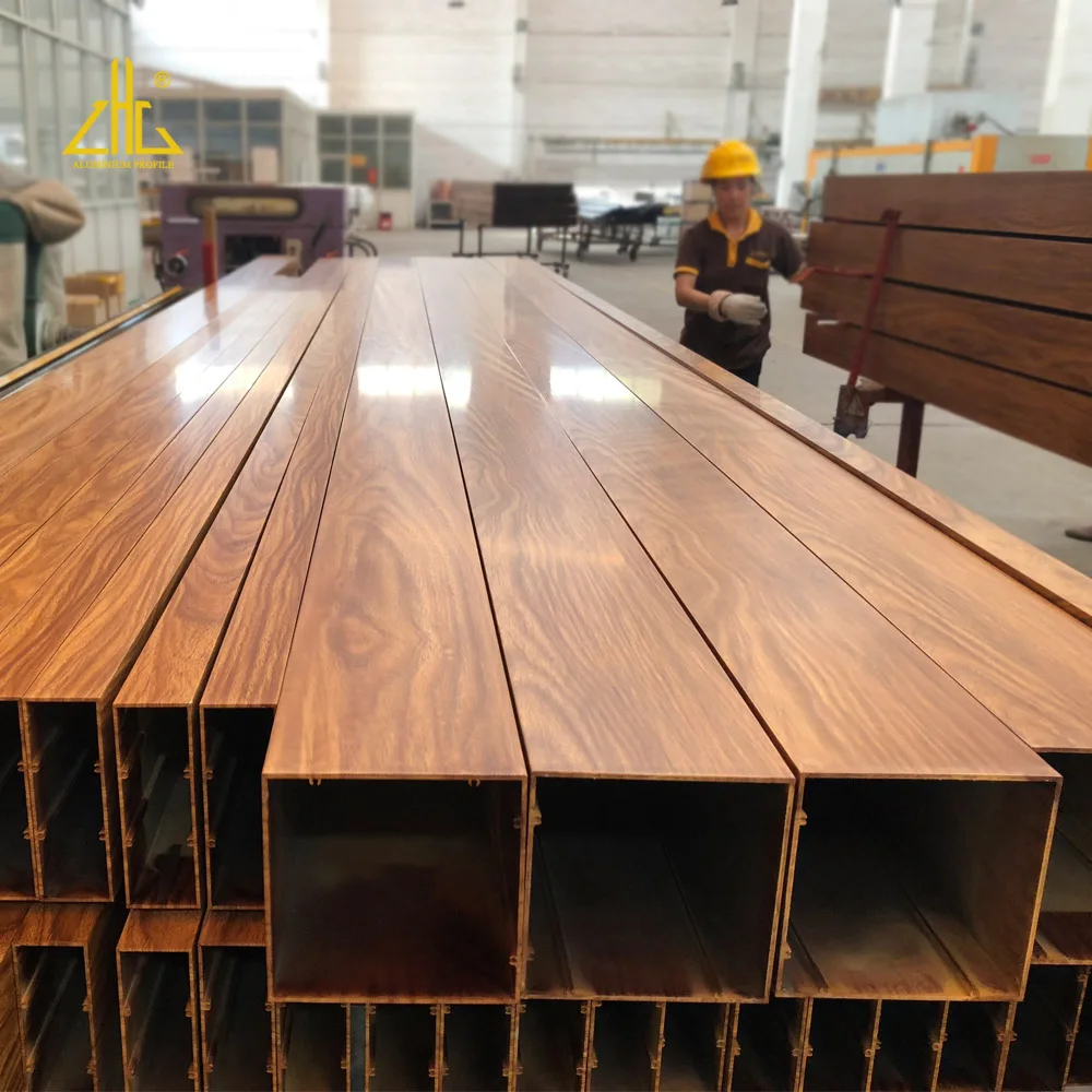 6063 T5 Powder Coating Wood Grain Aluminium Tube Profiles