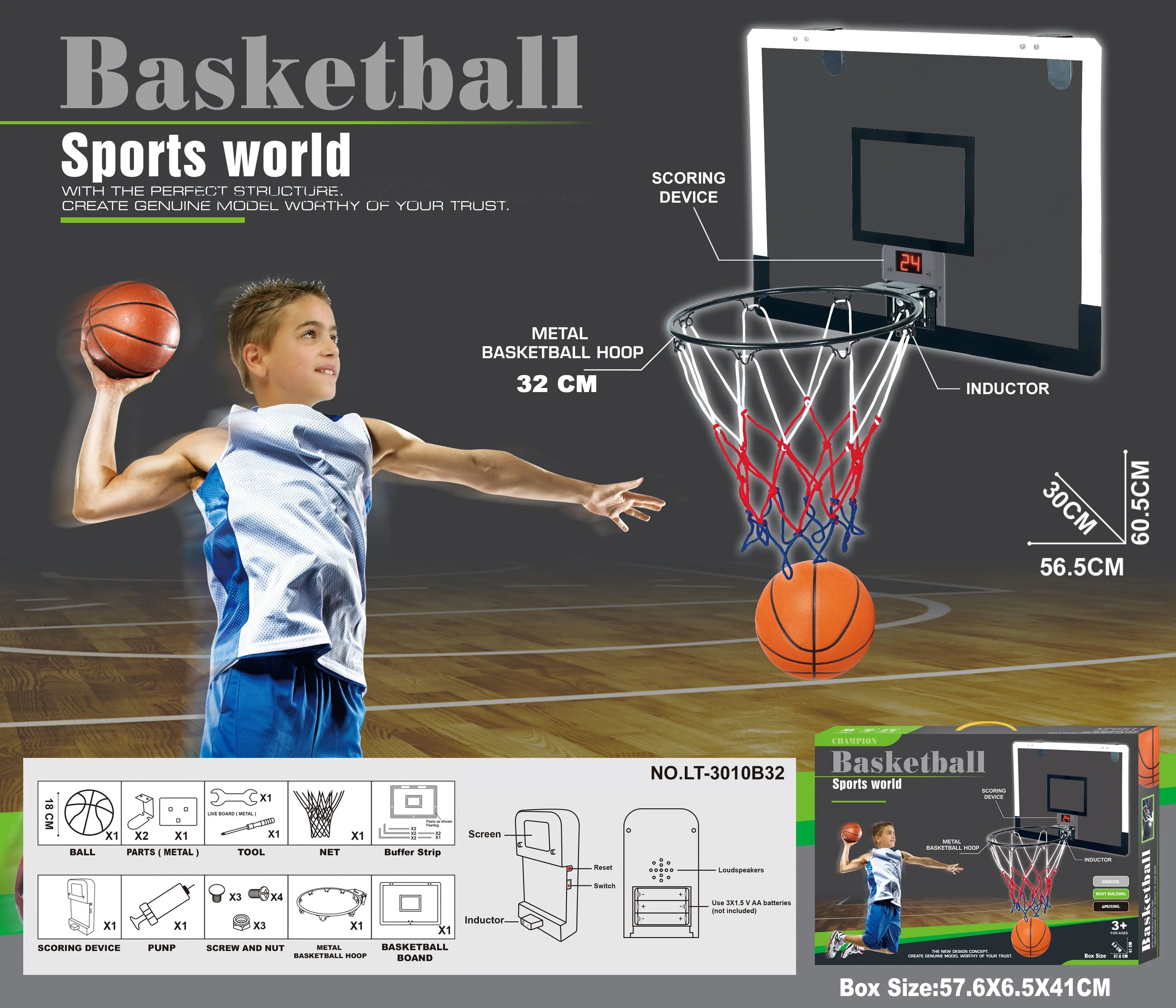 Indoor Mini Basketball Hoop Set For Kids With Electronic Score Record ...