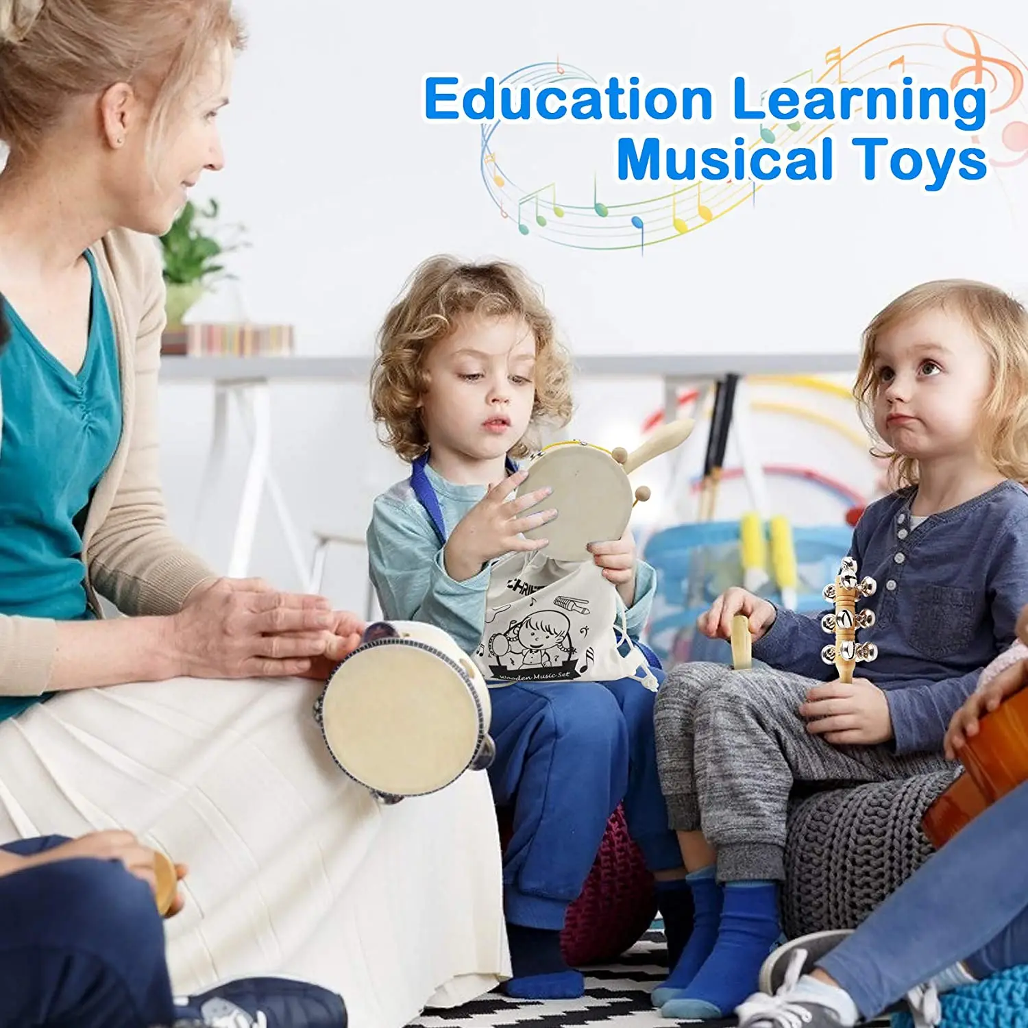 Natural Eco-friendly Wooden Children's Musical Toys Percussion ...