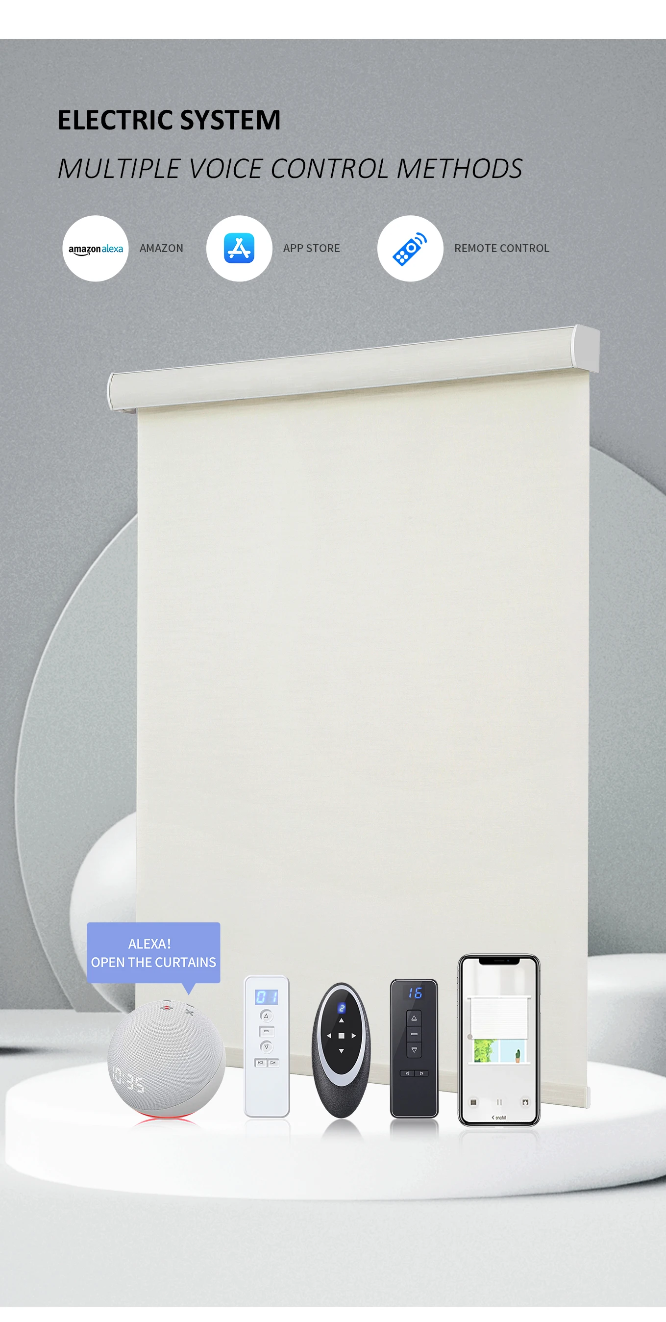 Bedroom Blackout Smart Roller Shade Electric With Remote Solar Powered ...