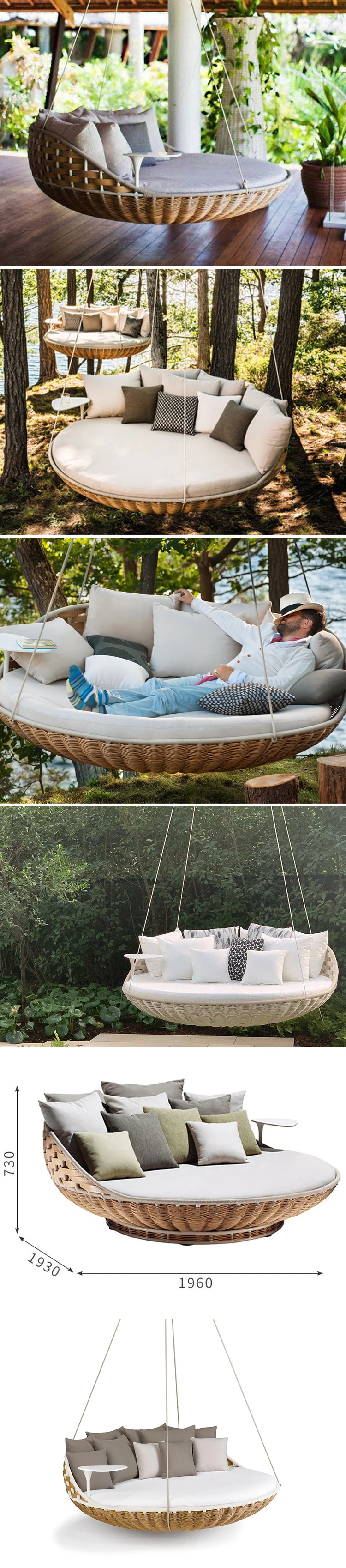 Garden Rattan Hammock Swing Chair - Weather Resistant Outdoor Furniture ...
