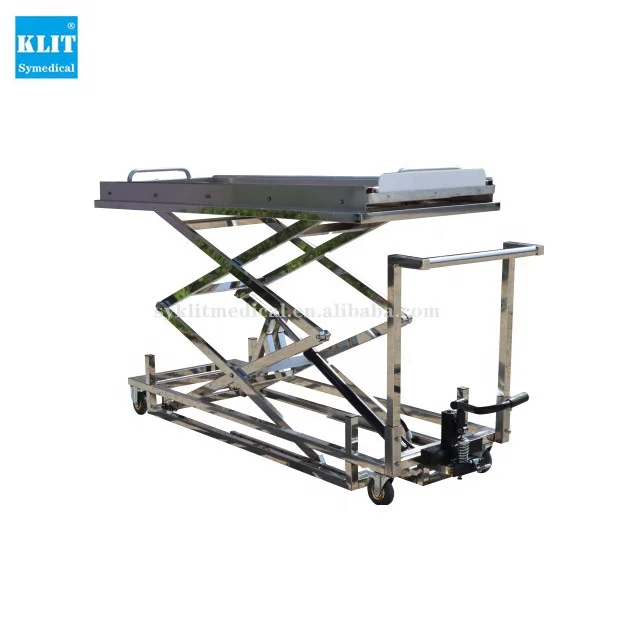 Medical Morgue Equipment Transport Cart - Stainless Steel Body Tray