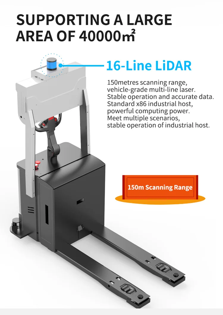 2-ton Load Unmanned Forklift with 3D Obstacle Avoidance