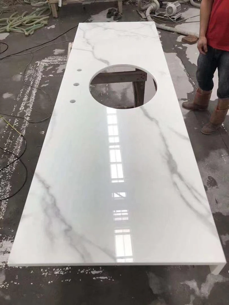Engineered Calacatta Gold Marble Nano Glass Stone Wholesale