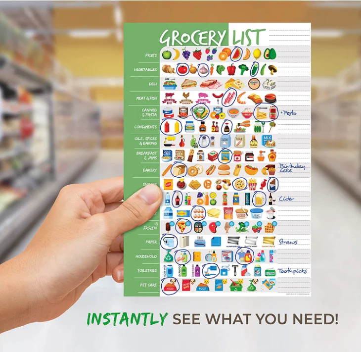 Visual Grocery List Magnet Pad for Fridge Shopping List Magnetic Pad ...