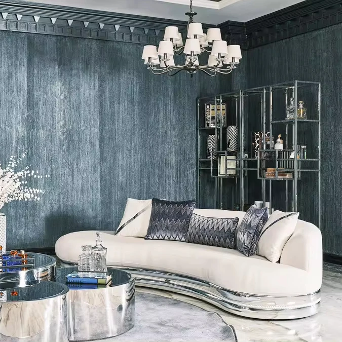 Modern Contemporary Curve Sofa Set Stainless Steel Frame Home ...