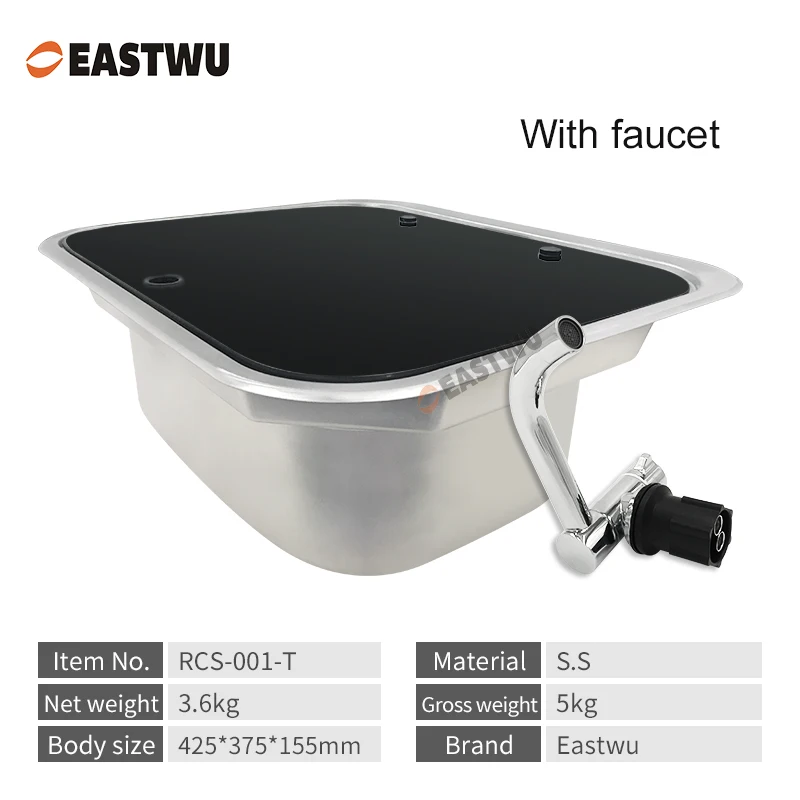 Stainless Steel Hand Wash Basin for Rvs - Warm Water Faucet