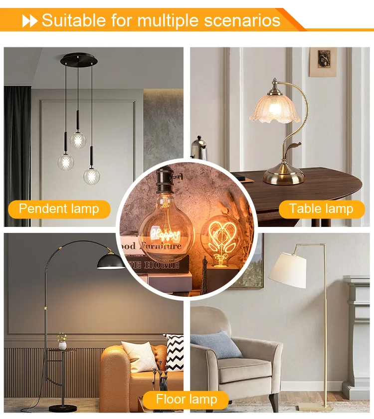 G125 1W DC4.5V Custom Led Soft Filament Bulb Love Shape Bulb Led