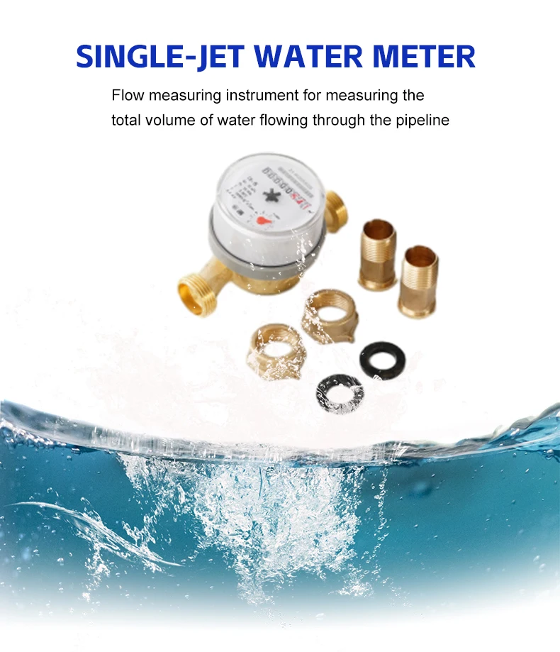 Single Jet Water Meter Mini Water Flowmeter Class B Brass Water Meter ...