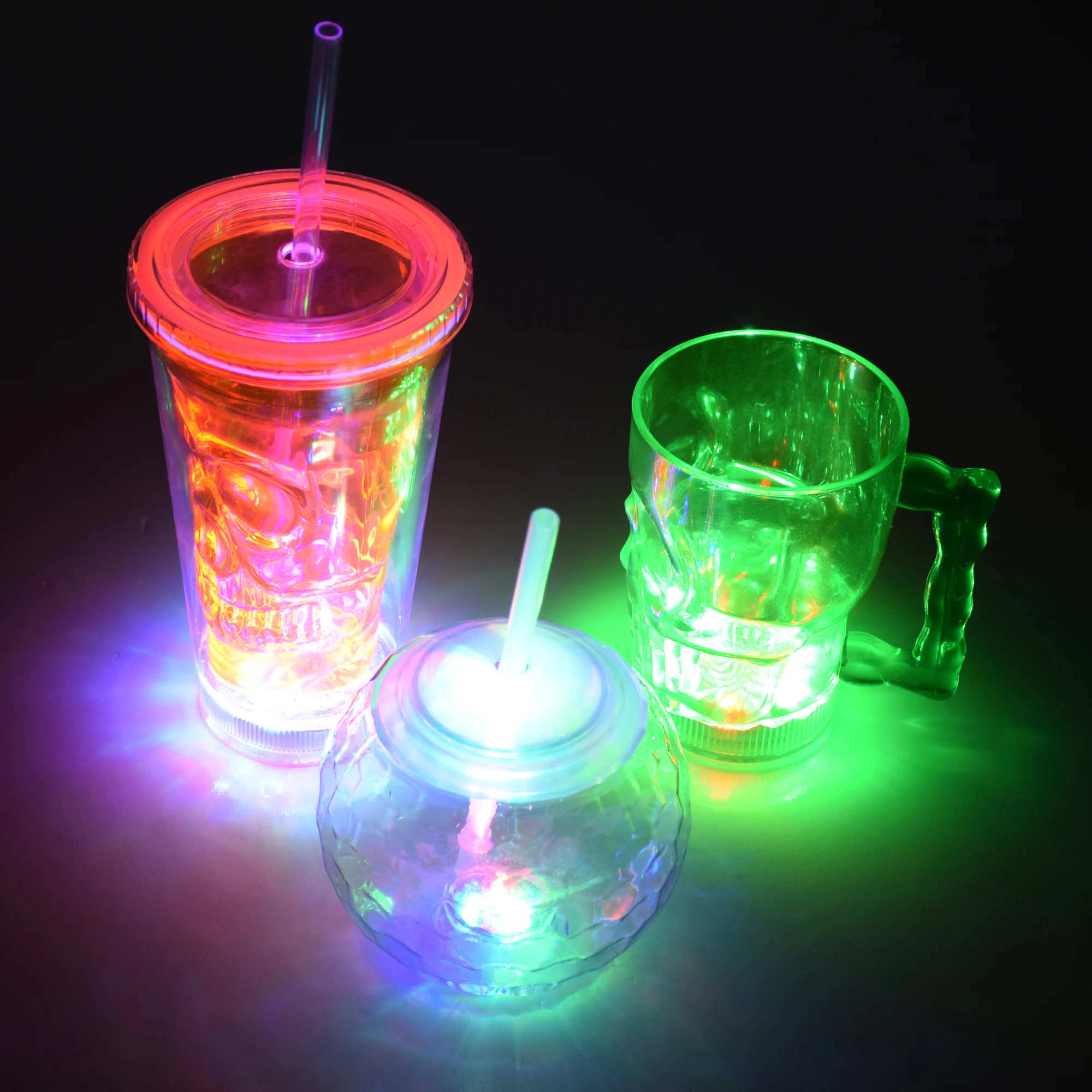 16oz Plastic Clear Light Up Flashing Party Tumbler Led Light Up ...