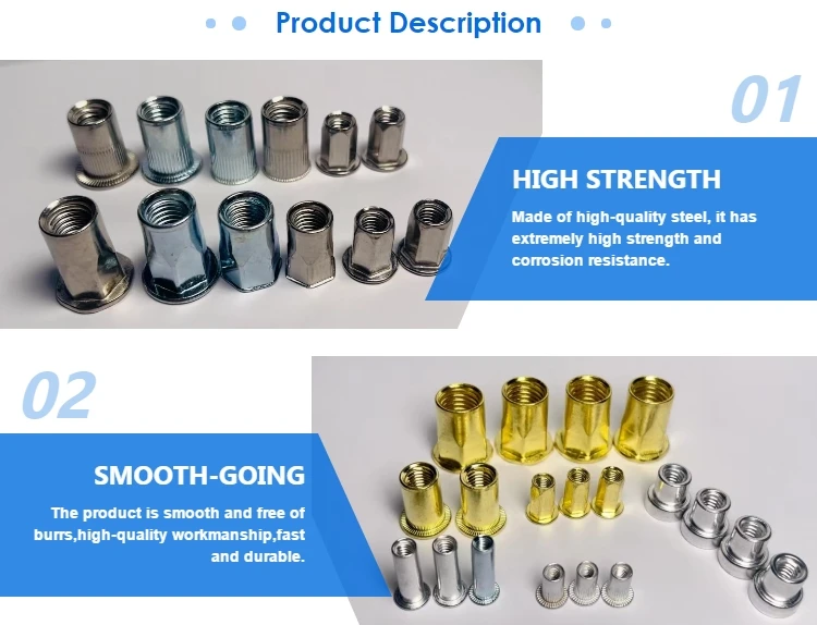 Brand New Rivet Nut M3 M4 M5 M6 M8 M10 M12 Stainless Steel Flat Head ...